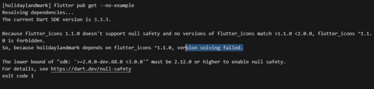 The lower bound of "sdk: must be 2.12.0 or higher to enable null safety. - DevOps Consulting