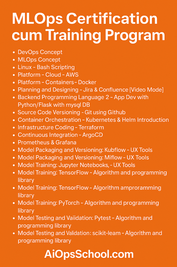 AiOpsSchool.com’s MLOps Certification cum Training Program - DevOps Consulting