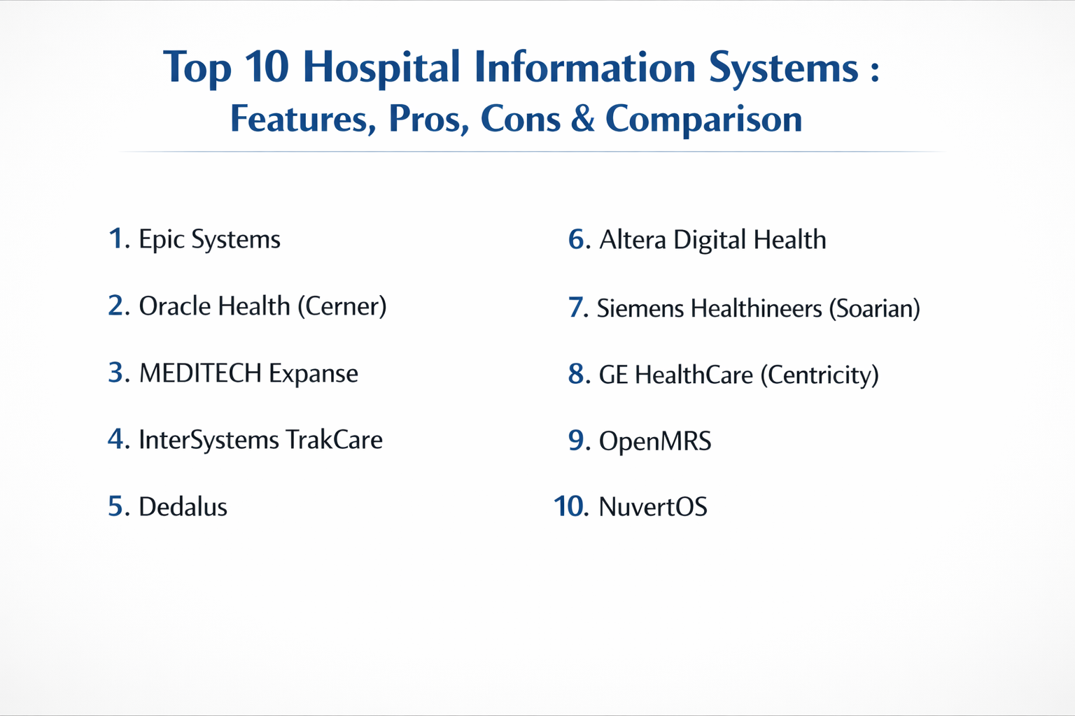 Top 10 Hospital Information Systems: Features, Pros, Cons & Comparison ...